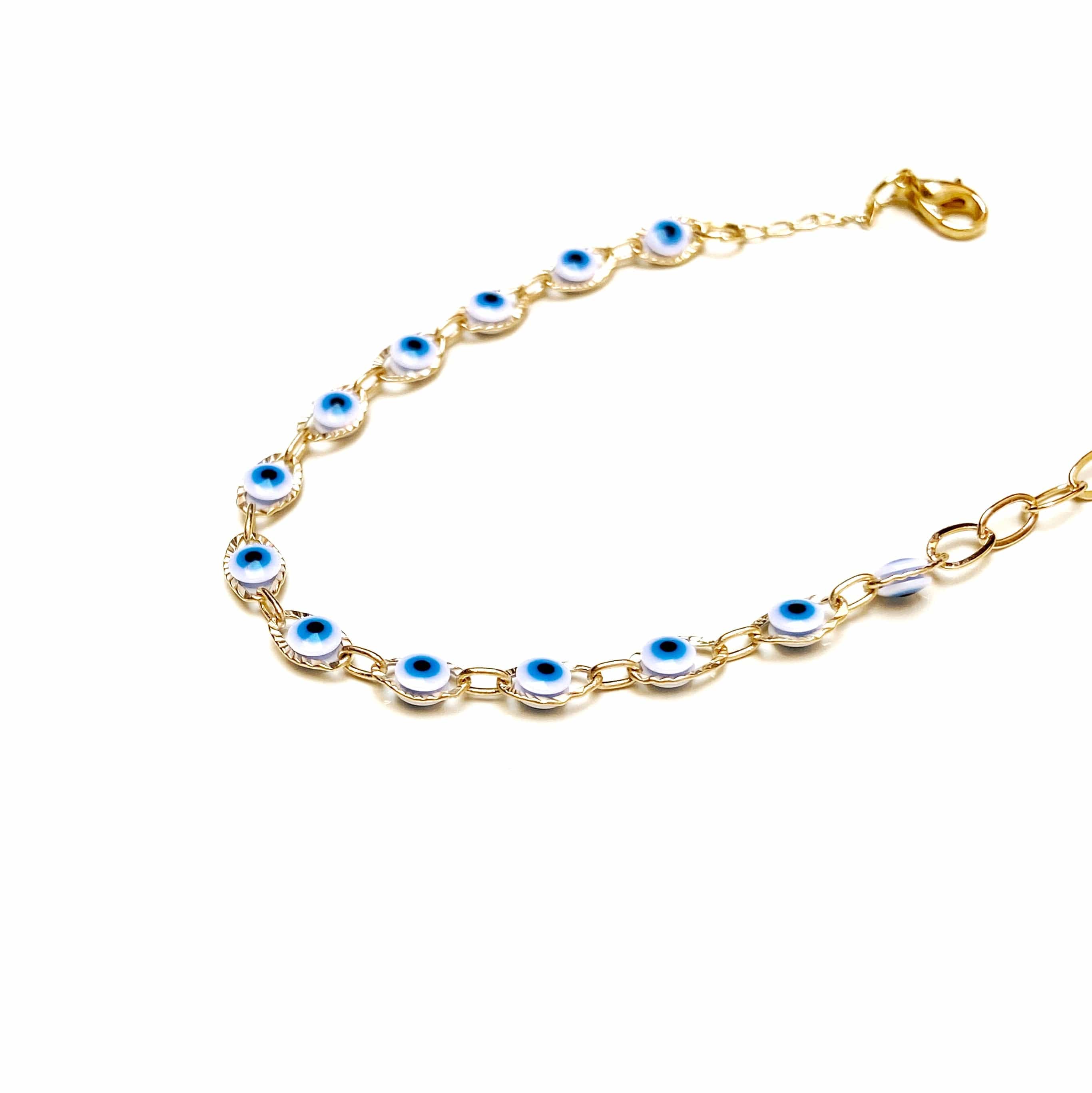 Pulsera ojo turco blanco con azul – DENMAMX